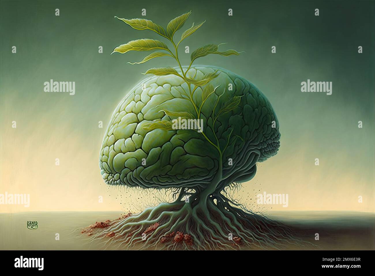 Green sprout brain illustration hi-res stock photography and images - Alamy