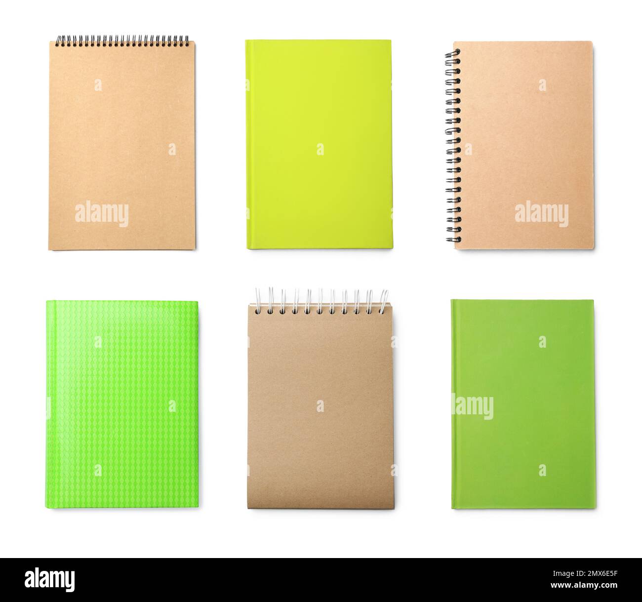 Set of different notebooks on white background, top view Stock Photo ...