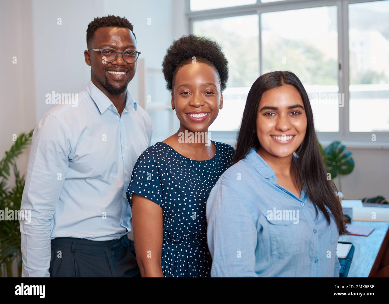 Group of smiling business people pose arms folded in office, diverse ...