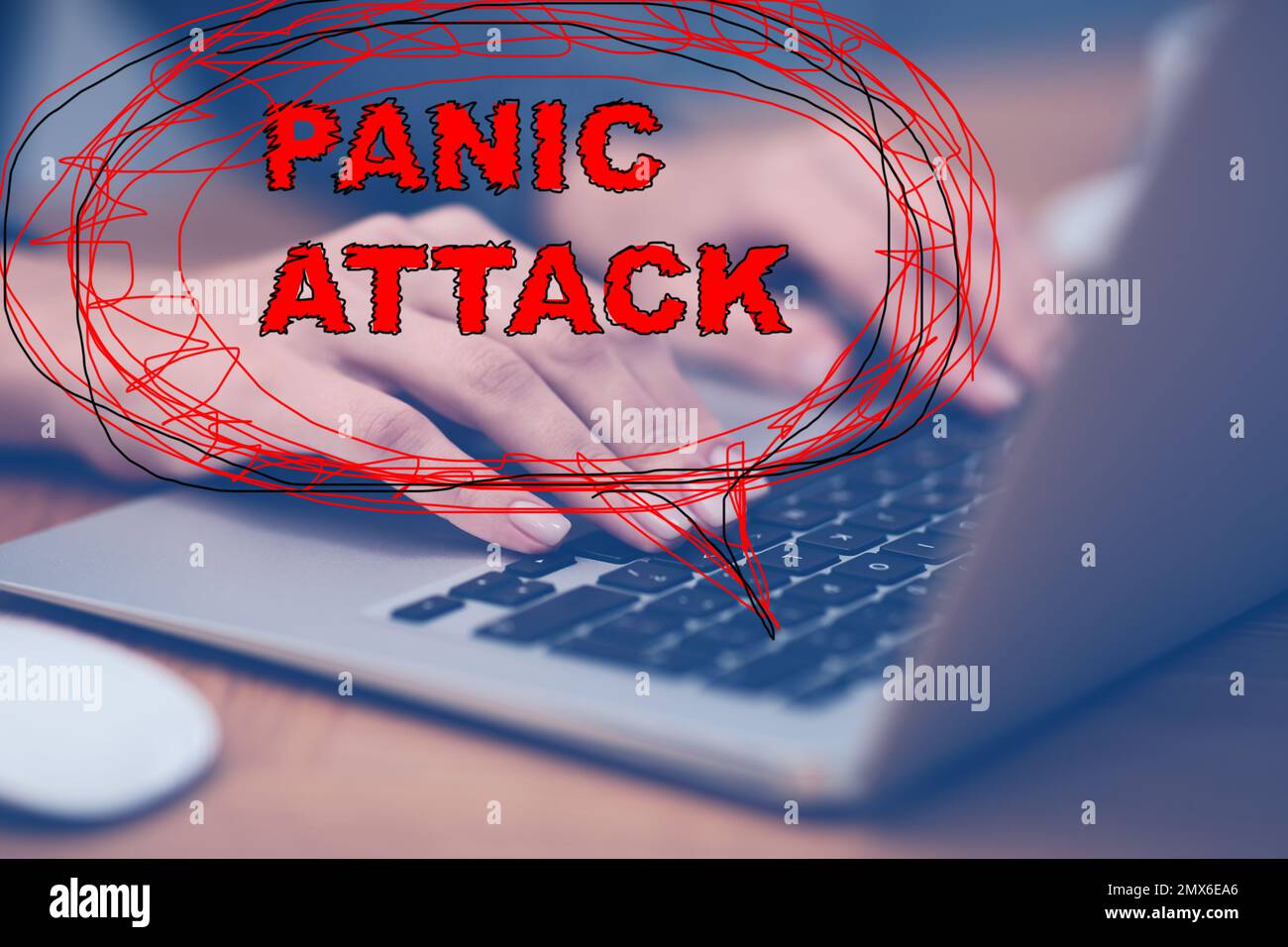 Woman working with laptop, closeup. Use information safely to avoid ...