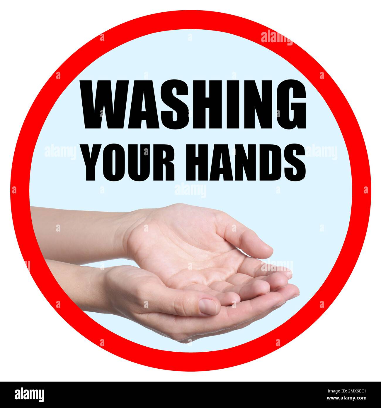 Woman showing clean palms, closeup. Washing hands as important measure ...