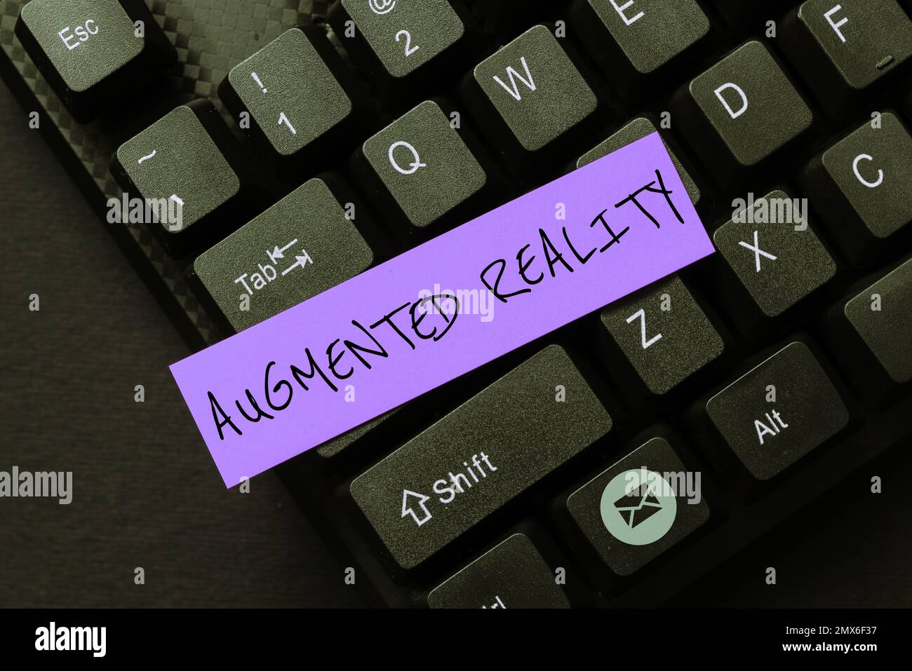 Writing displaying text Augmented Reality. Word Written on technology ...