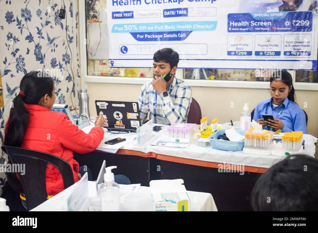 Delhi, India - November 19, 2022 – Basic routine health check-up camp ...