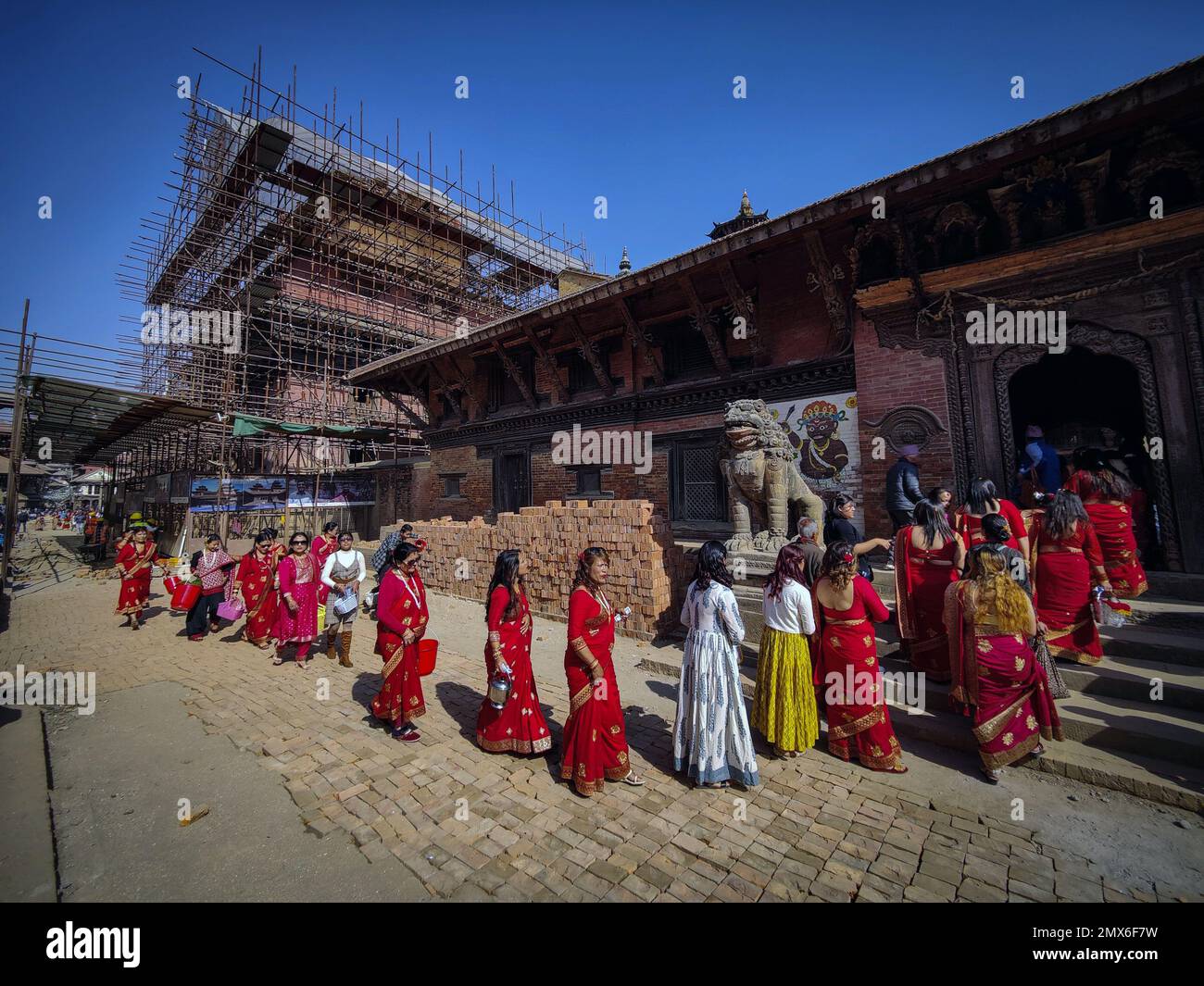 Lalitpur, Bagmati, Nepal. 2nd Feb, 2023. Women from Newar community ...