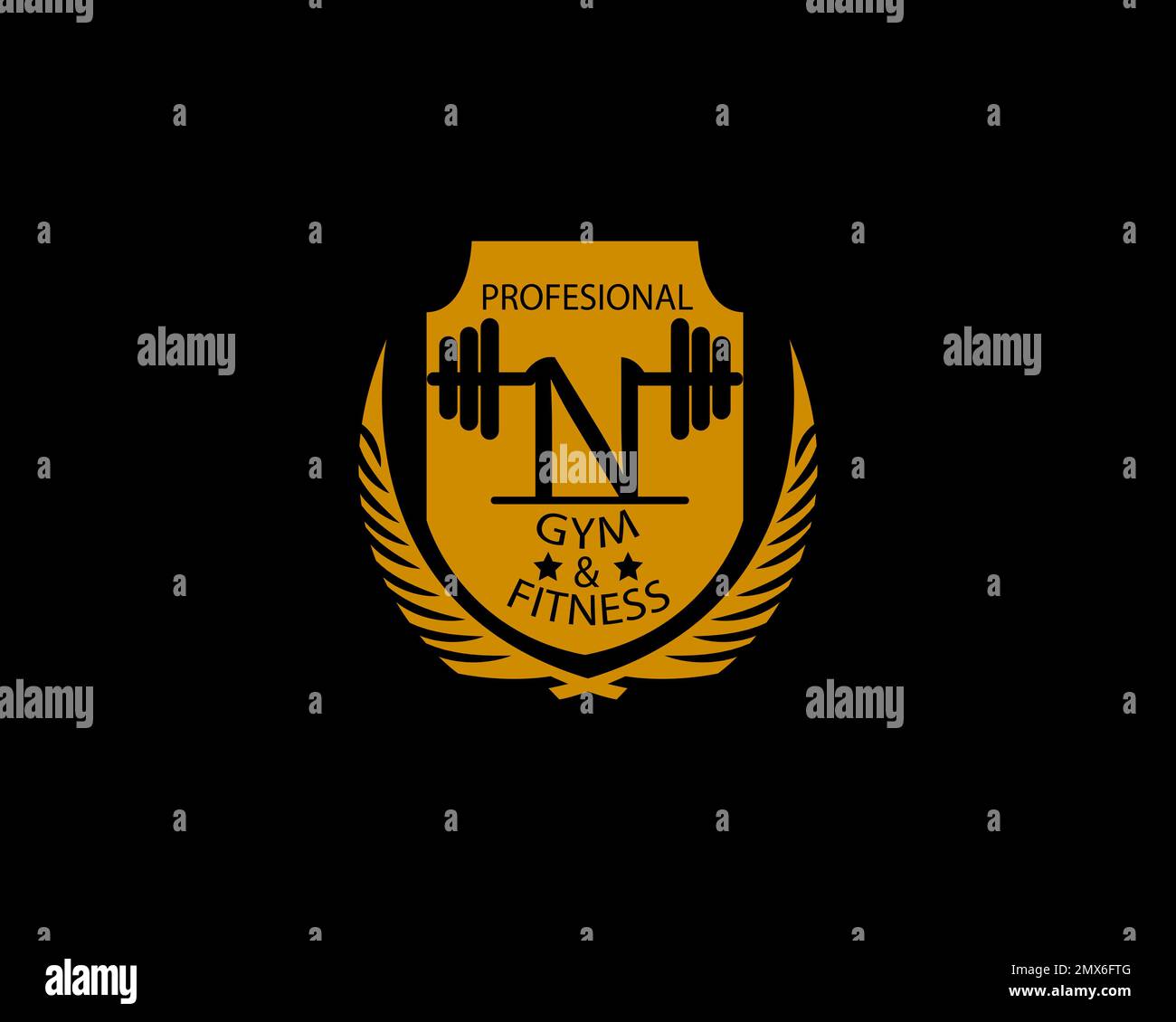 Initial N monogram alphabet with a barbell. Lifting vector logo design ...