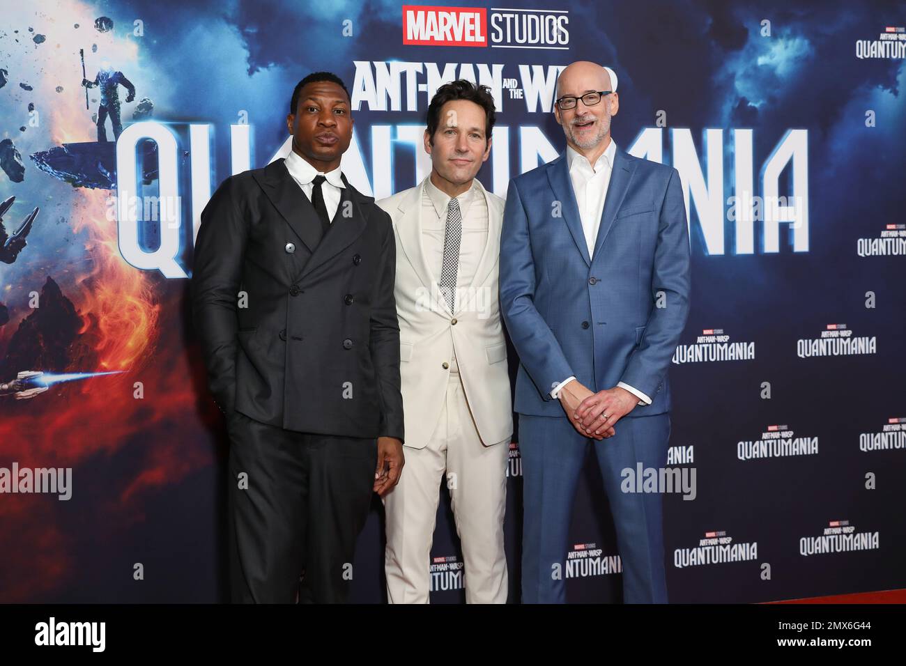 February 2, 2023: JONATHAN MAJORS, PAUL RUDD and PEYTON REED attends the Sydney Premiere of 'Ant ...