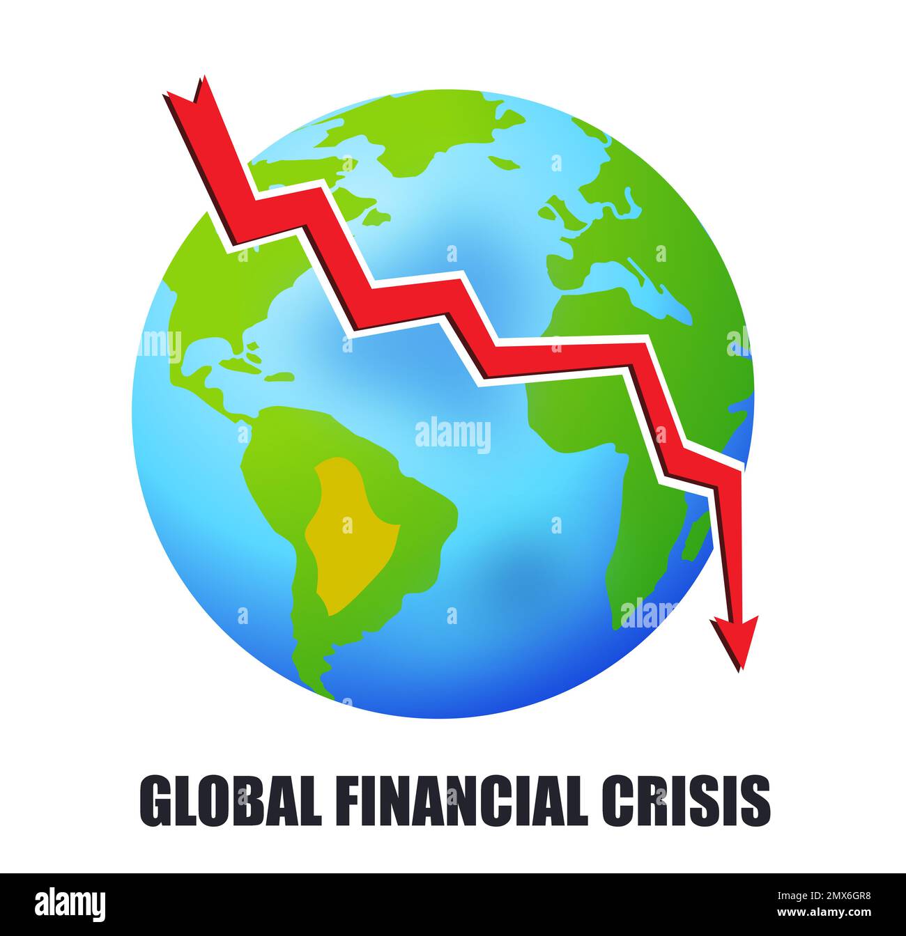 Illustration of Earth and chart on white background. Coronavirus impact ...
