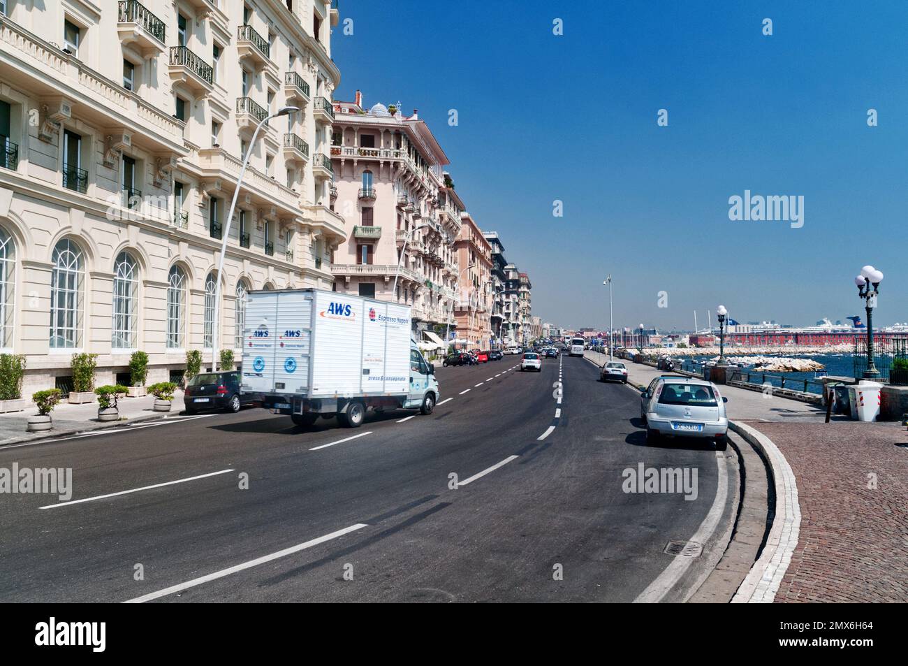 Traffic driving down Via Nazario Sauro in Naples, Italy Stock Photo - Alamy