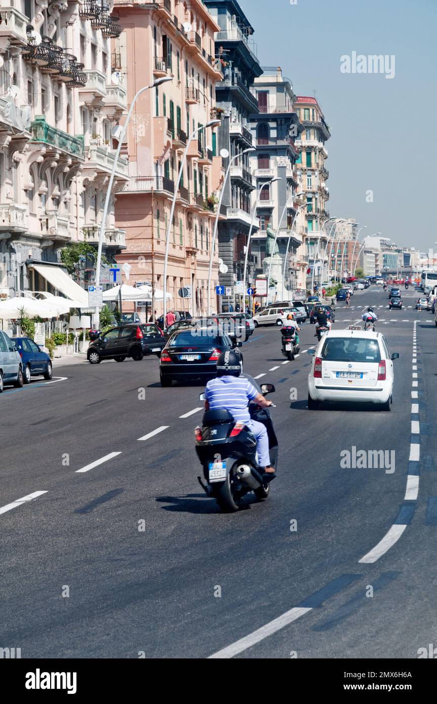 Traffic driving down Via Nazario Sauro in Naples, Italy Stock Photo - Alamy