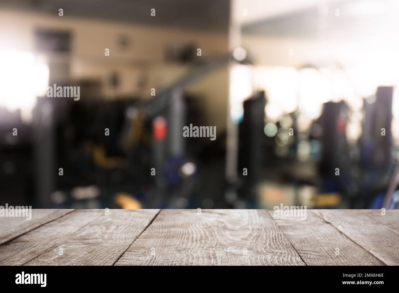 Empty wooden surface in modern gym interior Stock Photo - Alamy