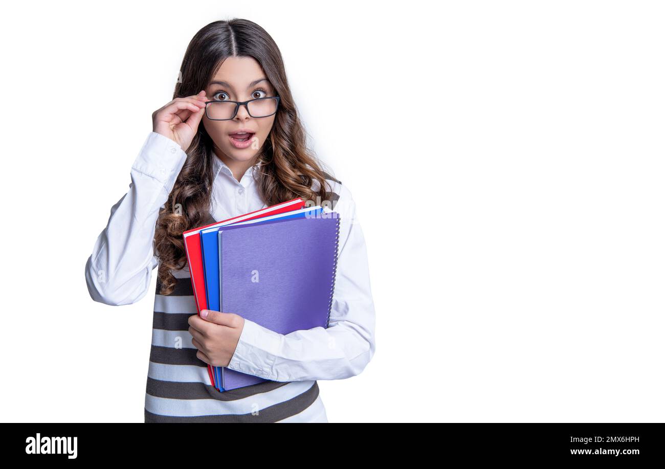 photo of amazed teen girl study at school. teen girl study at school ...