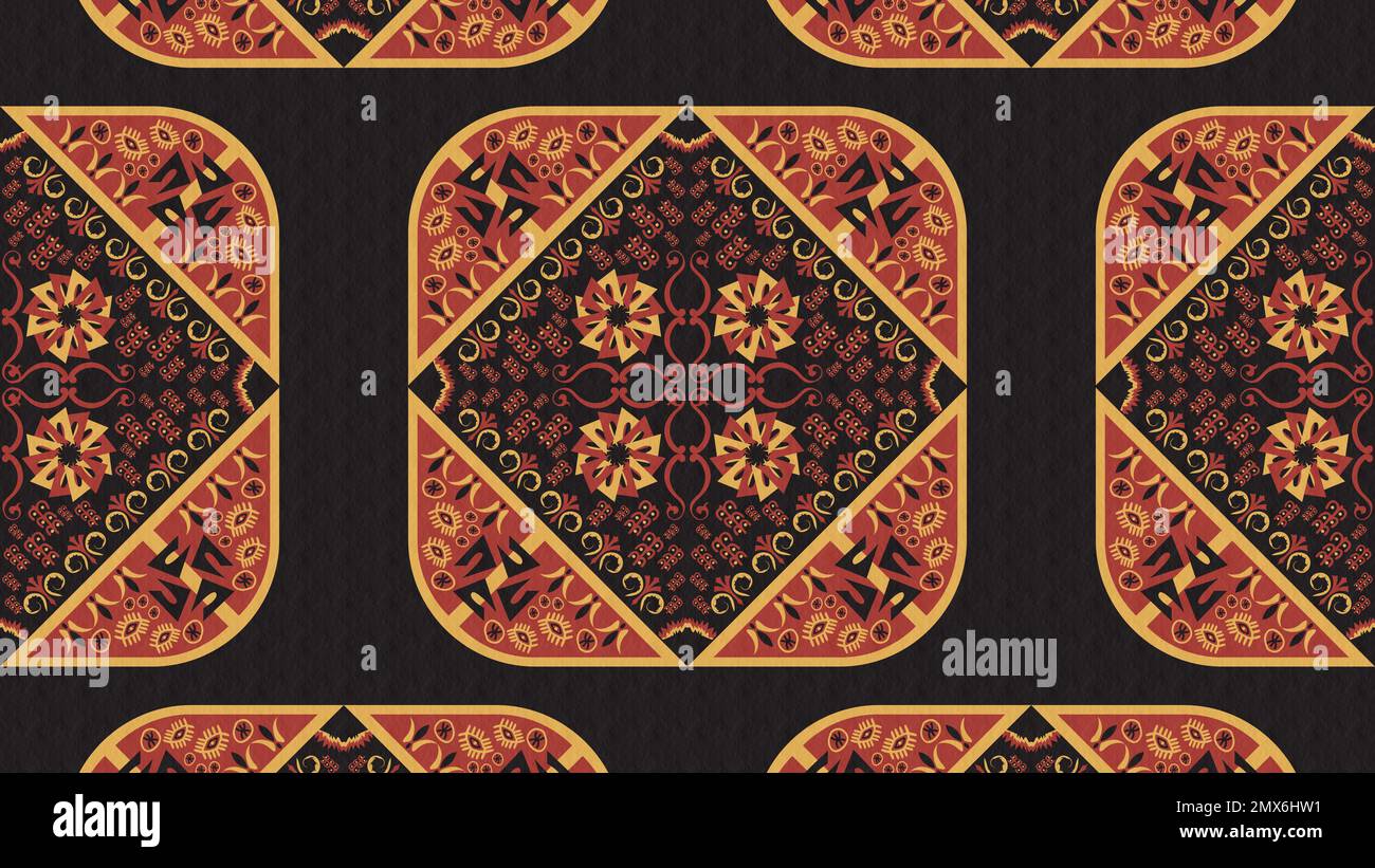 Ornamental Folk Background - Vintage Coloring – (red-black-yellow Stock ...