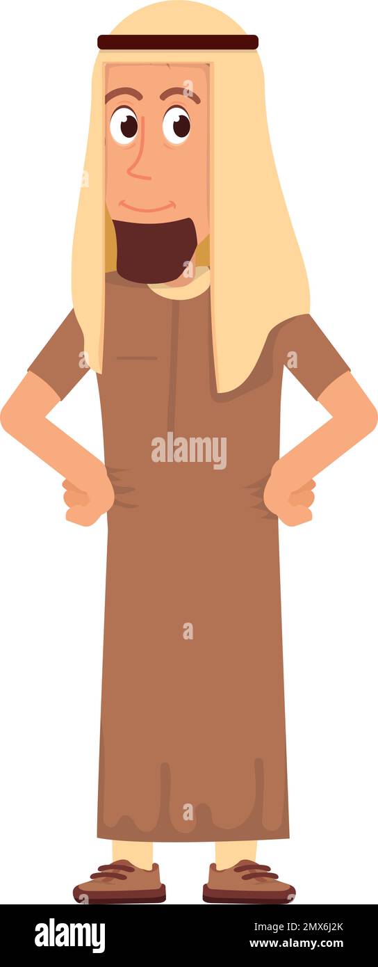 Saudi man character. Cartoon muslim person in traditional clothes Stock ...