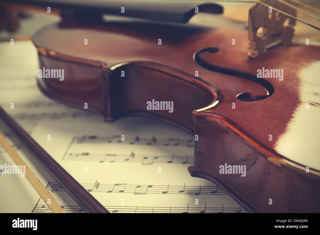 Beautiful classic violin, closeup view. Musical instrument Stock Photo ...