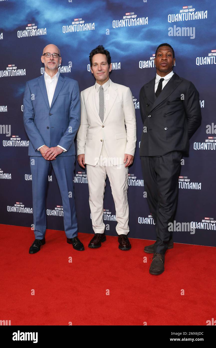 February 2, 2023: PEYTON REED, PAUL RUDD and JONATHAN MAJORS attends ...