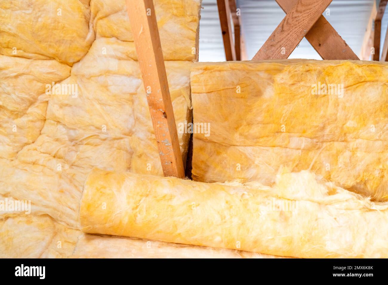 glass wool for ceiling insulation on the roof Stock Photo - Alamy