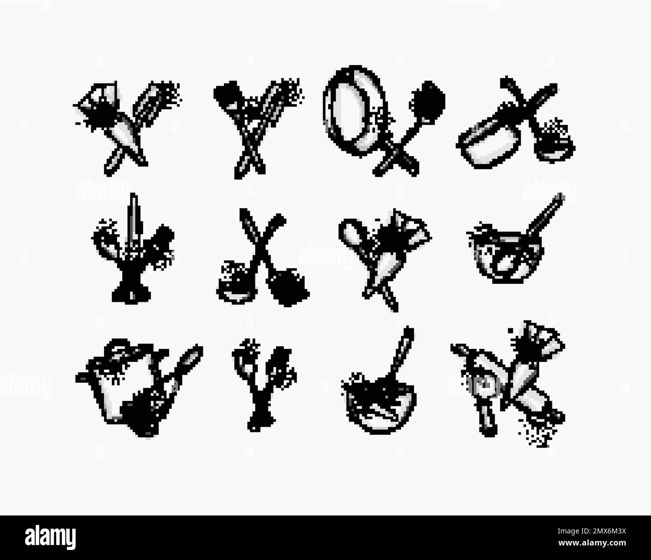 Kitchen appliances to prepare food and bakery drawing in graphic style ...