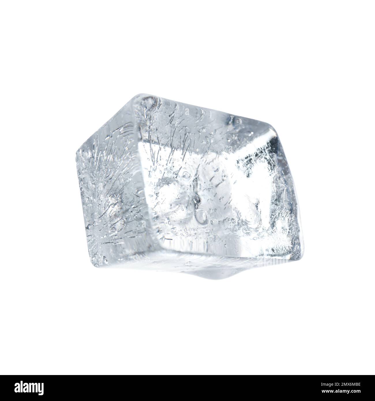 Crystal clear ice cube isolated on white Stock Photo - Alamy