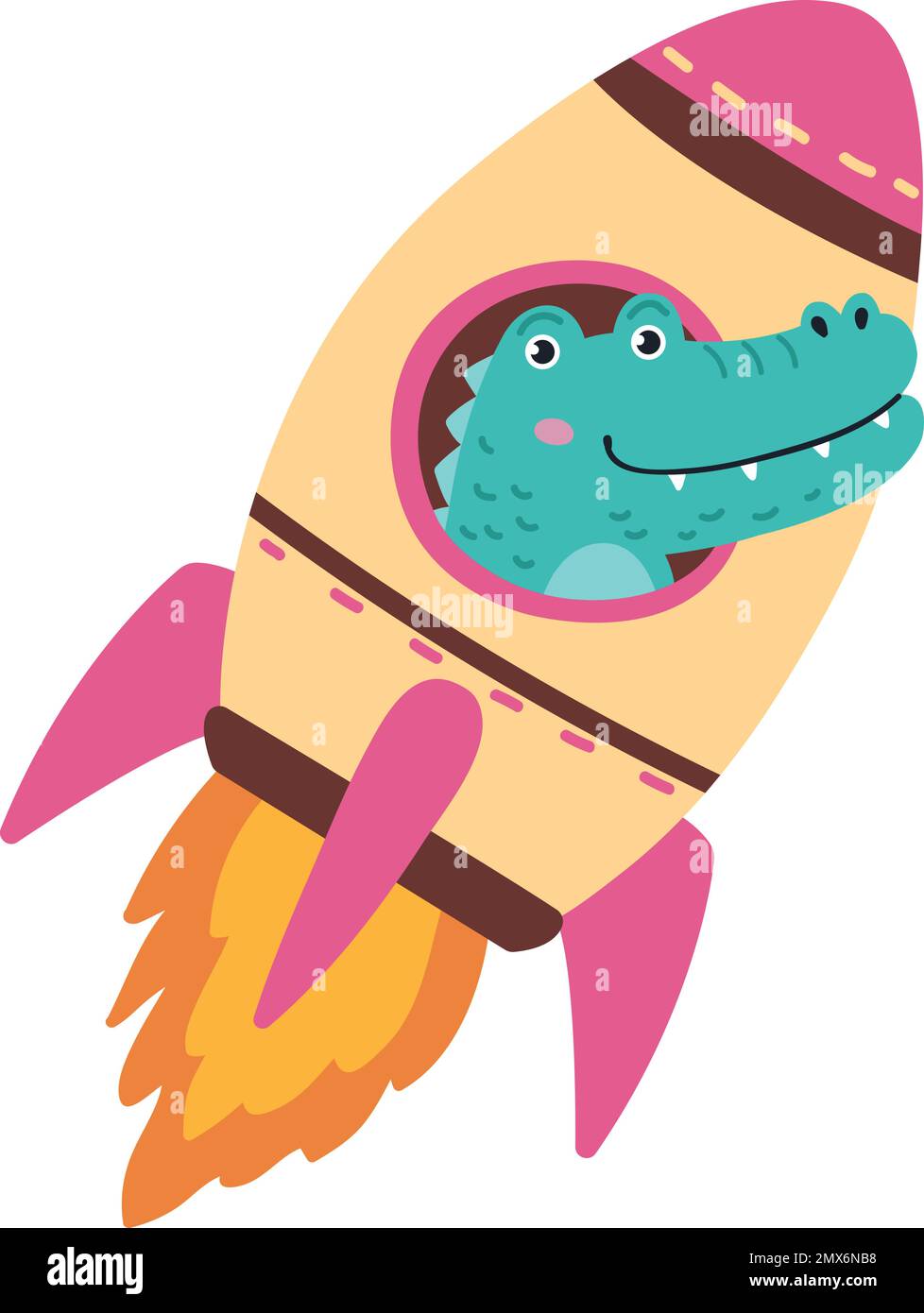 Crocodile in space rocket. Brave animal astronaut character Stock ...