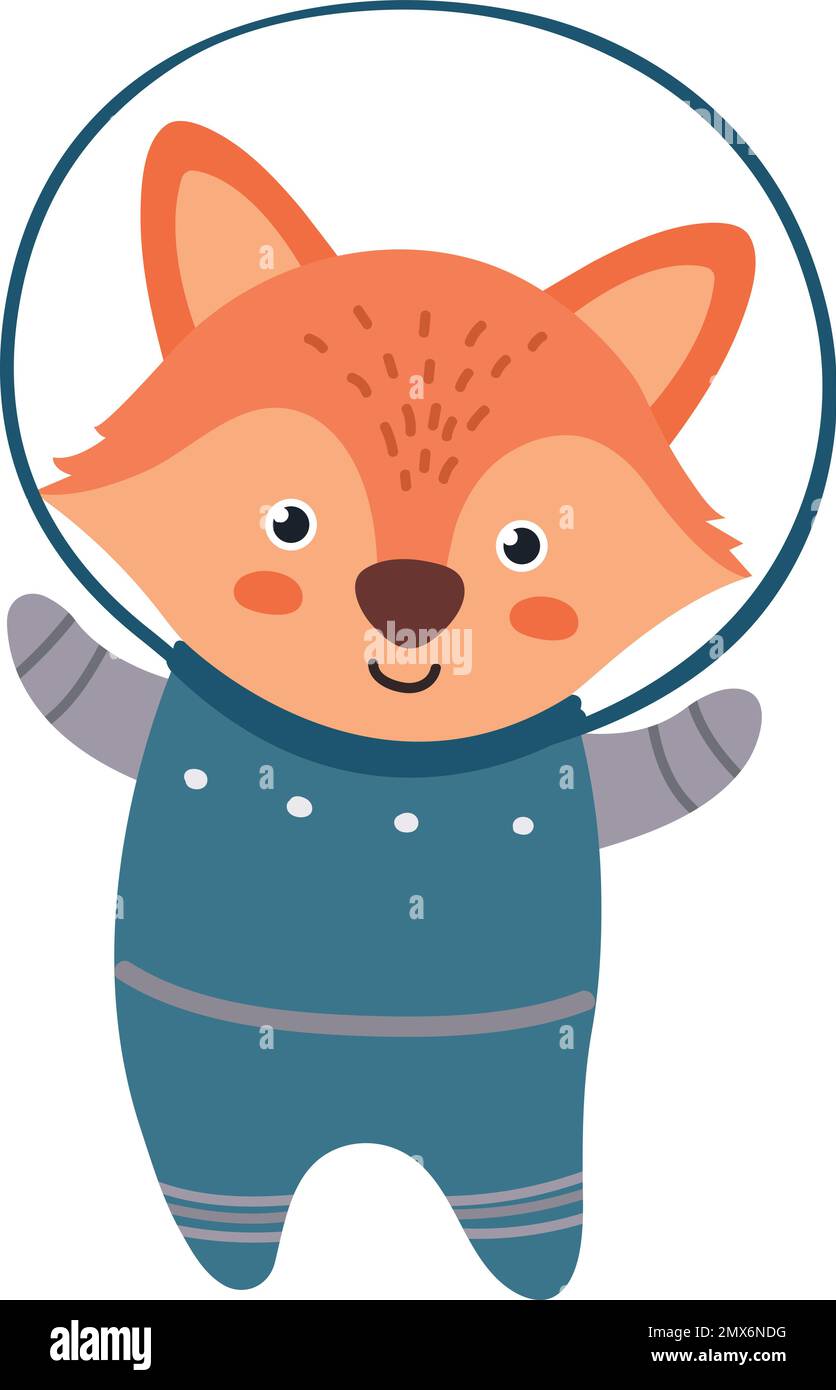 Cute fox astronaut. Funny space explorer character Stock Vector Image ...