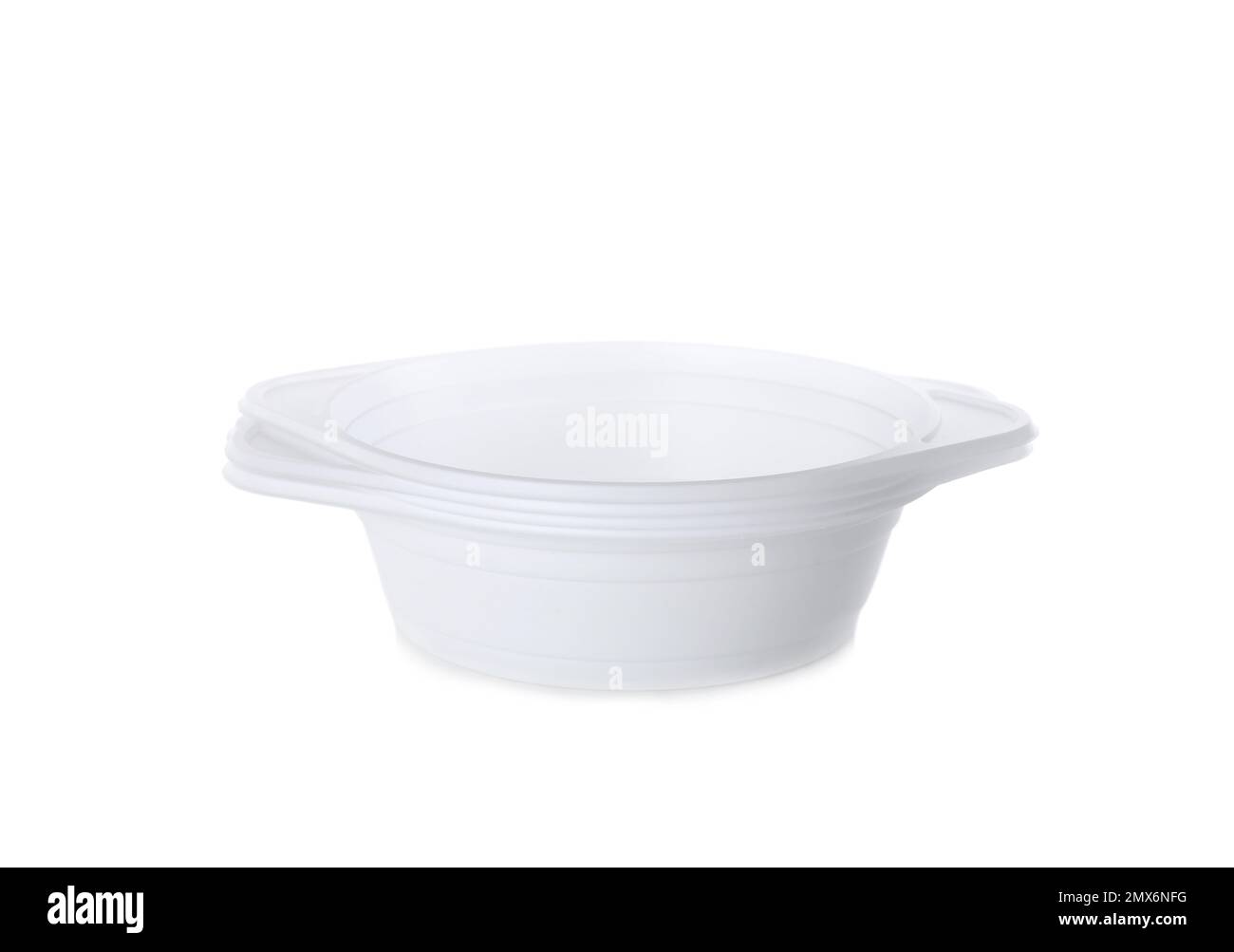 Stack of disposable plastic bowls isolated on white Stock Photo - Alamy
