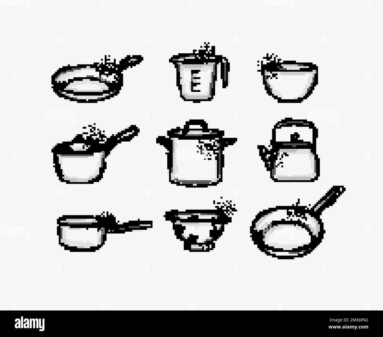 Kitchen appliences for everyday cooking drawing in graphic style on ...