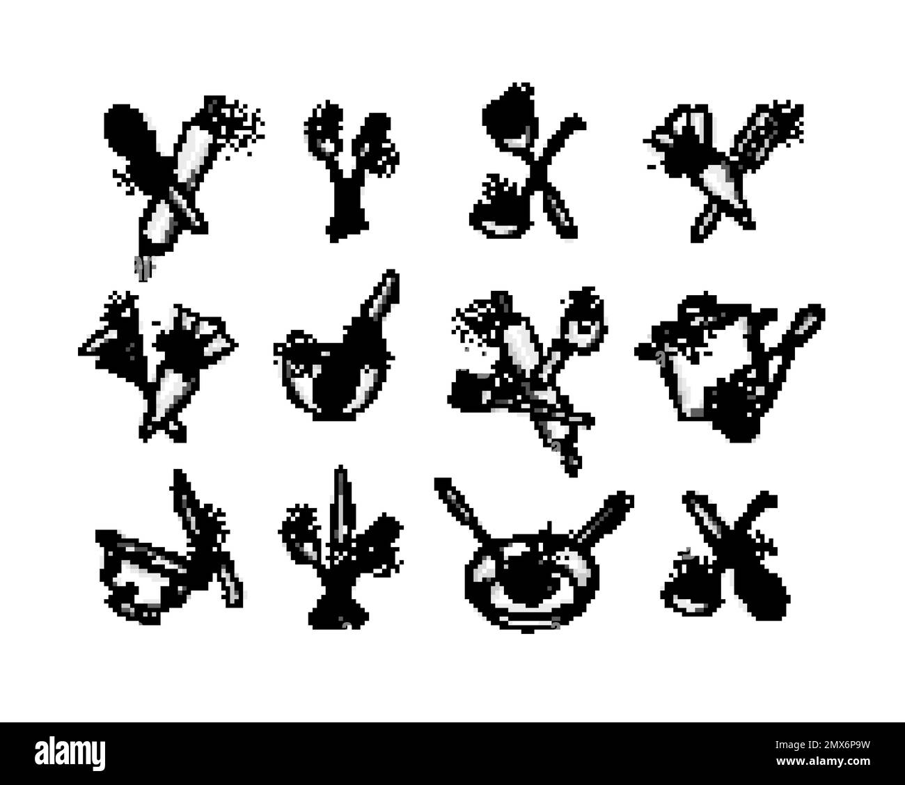 Kitchen stuff to prepare food and bakery drawing in graphic style on ...