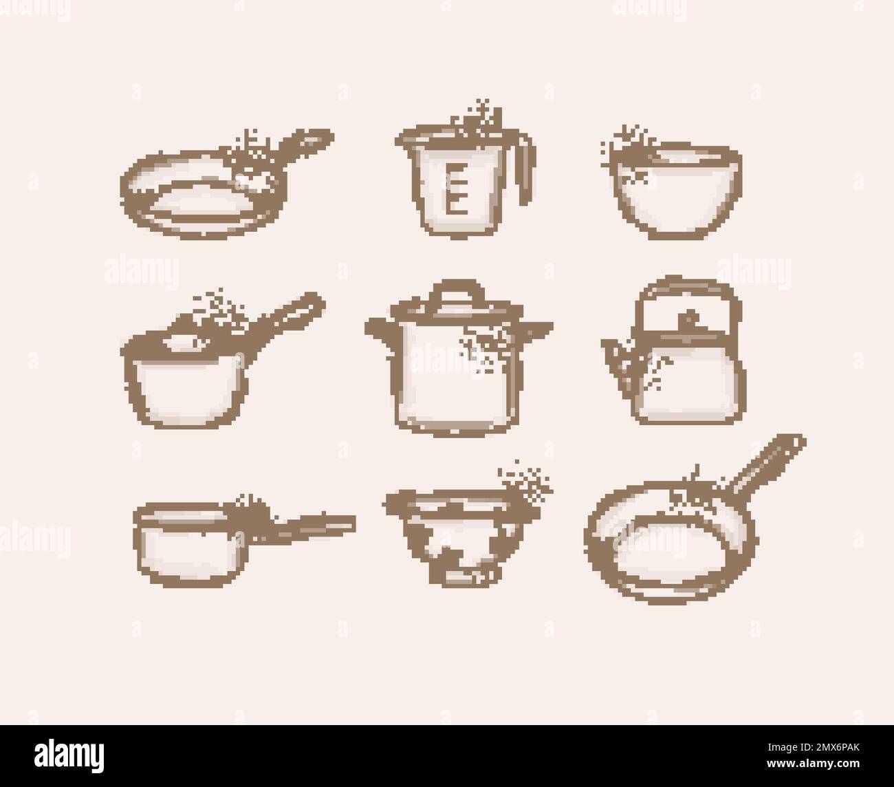 Kitchen appliences for everyday cooking drawing in graphic style on ...