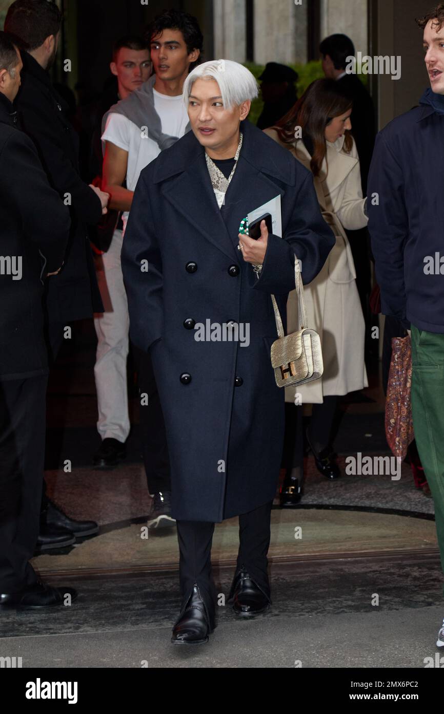 MILAN, ITALY - JANUARY 16, 2023: Bryan Boy before Giorgio Armani ...