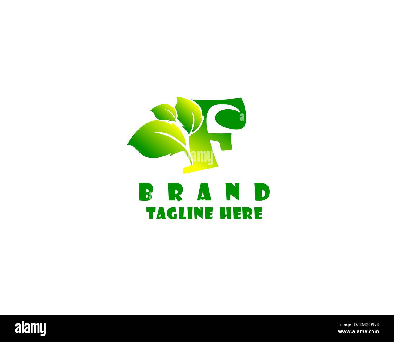 F letter logo with leaf. Line style icon. Creative modern Nature logo ...