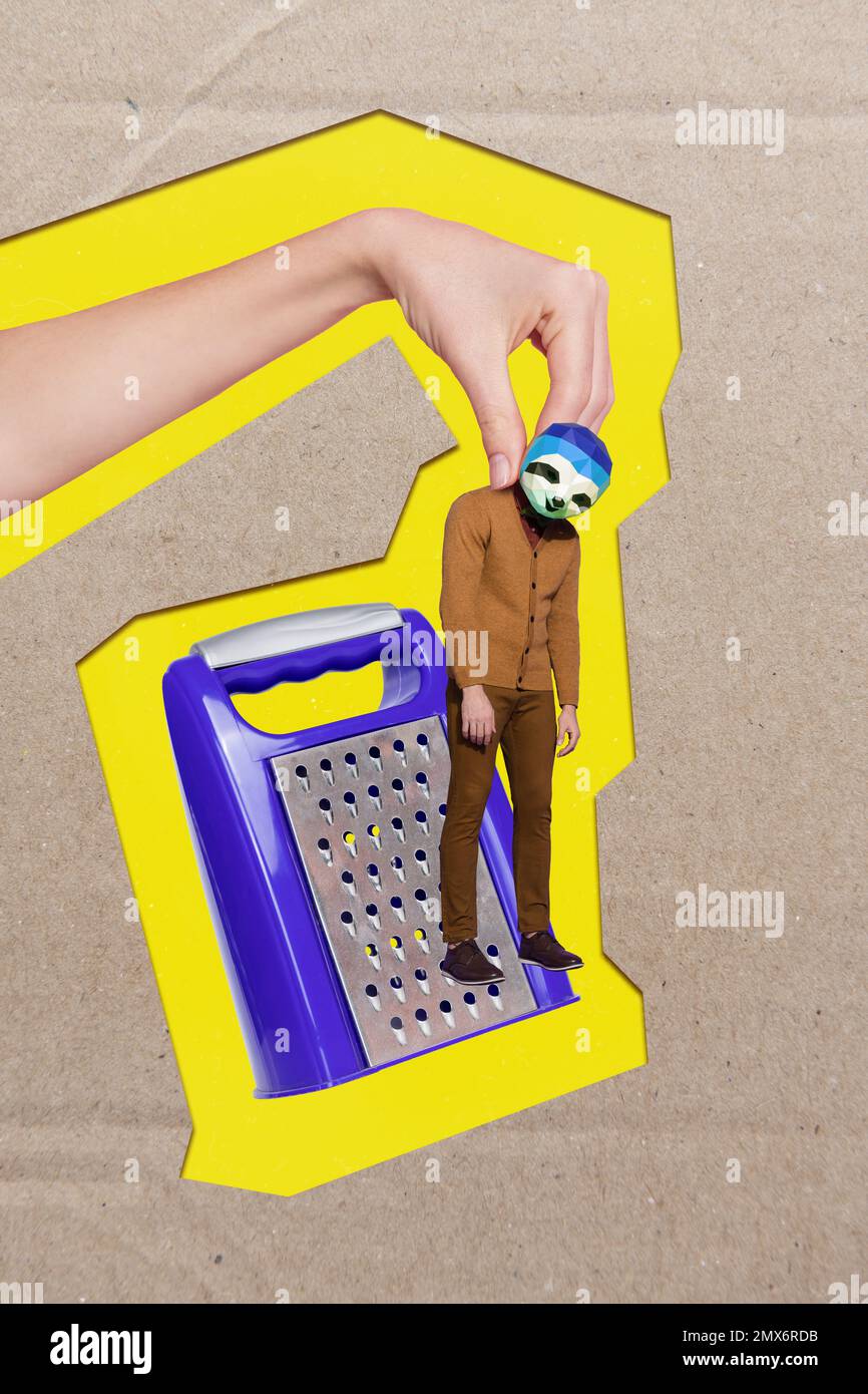 Creative collage of headless masquerade sloth abstract miniature guy ...