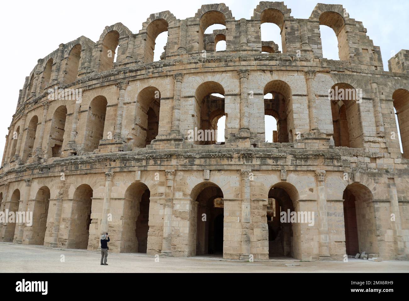 Tourist at the Roman amphitheatre of El Jem in Tunisia Stock Photo - Alamy