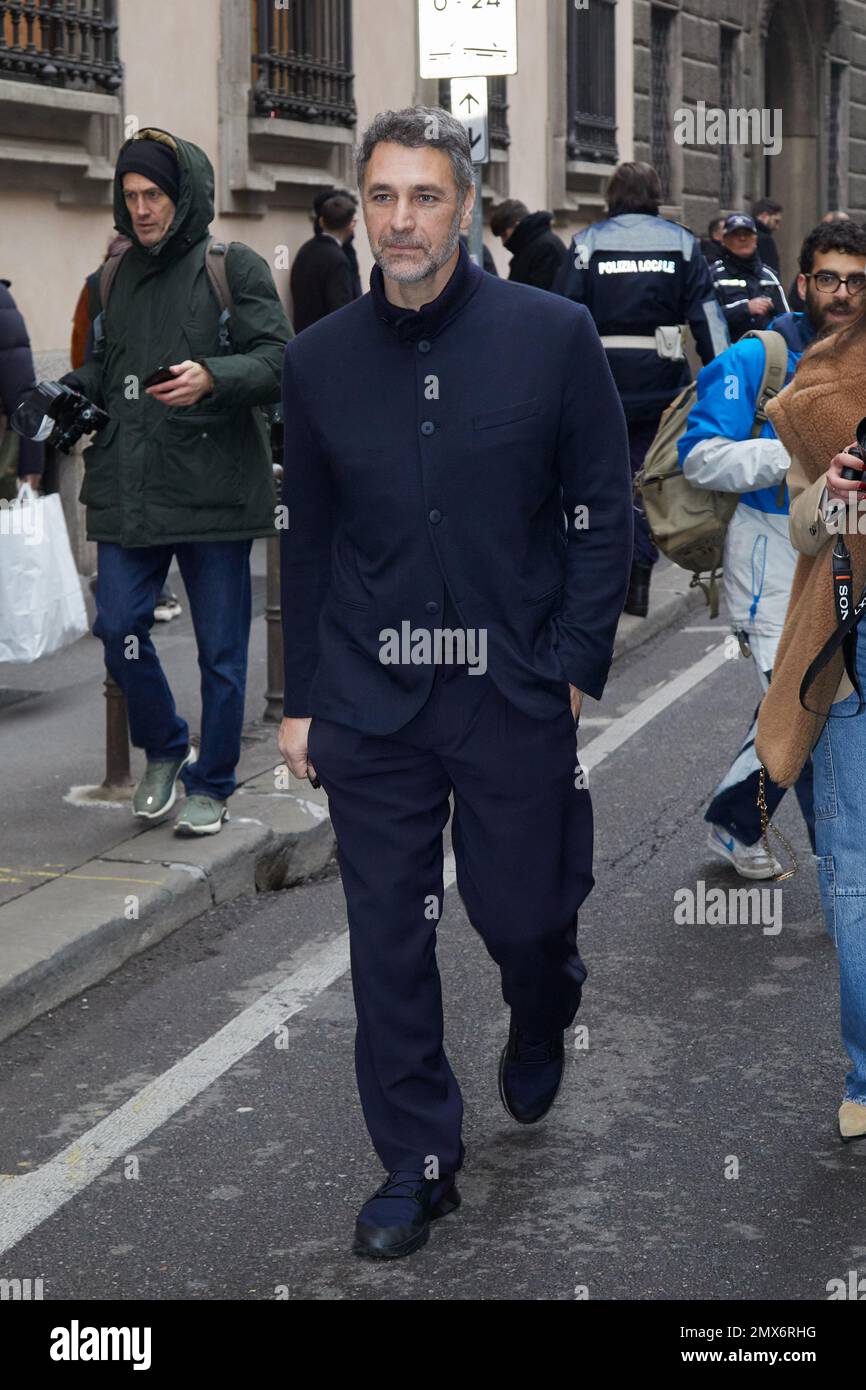 MILAN, ITALY - JANUARY 16, 2023: Raoul Bova before Giorgio Armani ...