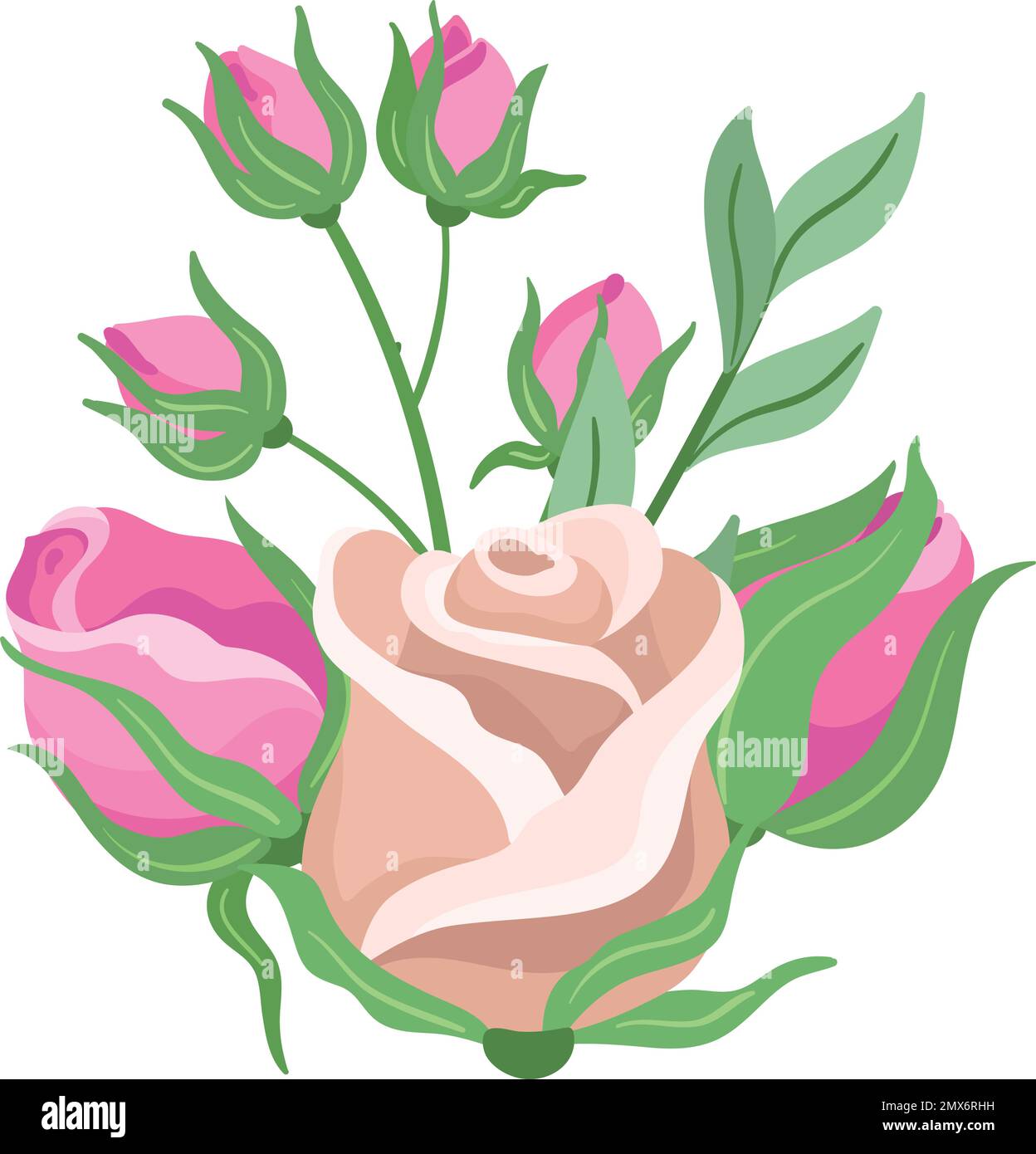 Decorative flowers. Pink rose buds. Floral element Stock Vector Image ...