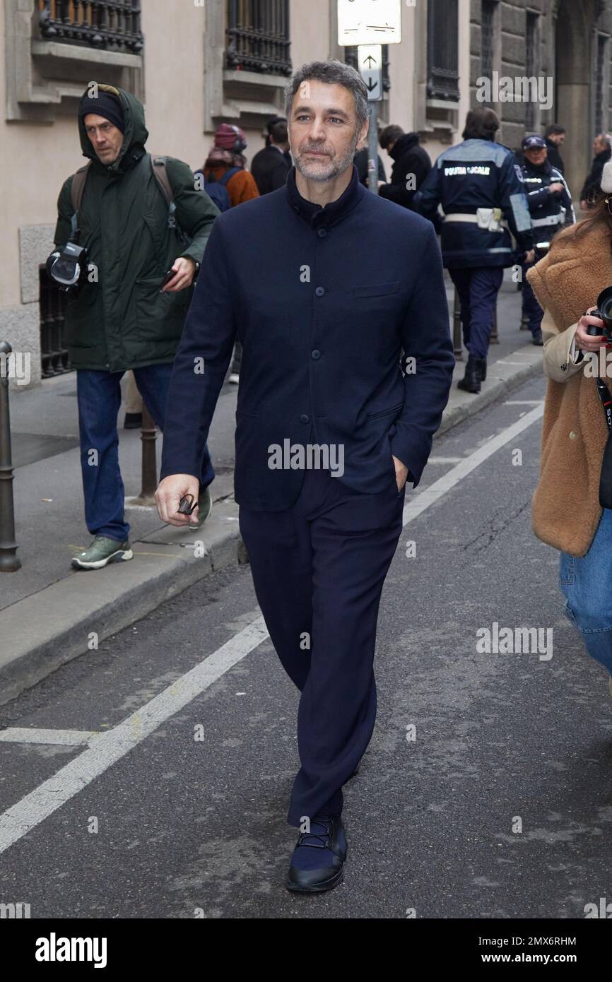 MILAN, ITALY - JANUARY 16, 2023: Raoul Bova before Giorgio Armani ...