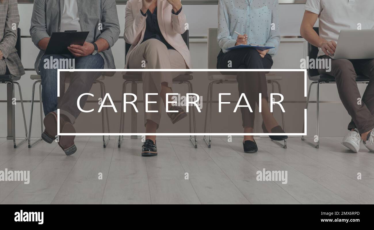Career fair. People waiting for job interview, banner design Stock ...