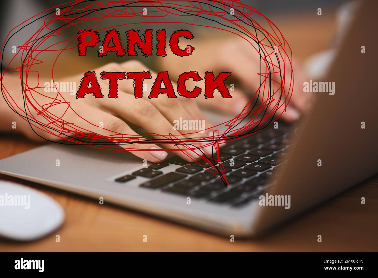 Woman working with laptop, closeup. Use information safely to avoid ...