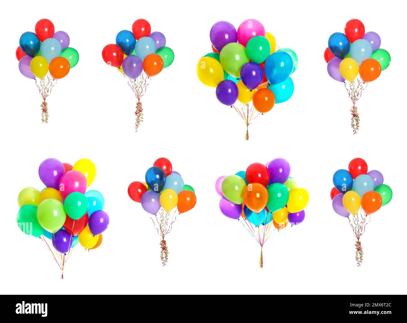 Set of different color balloons on white background Stock Photo - Alamy