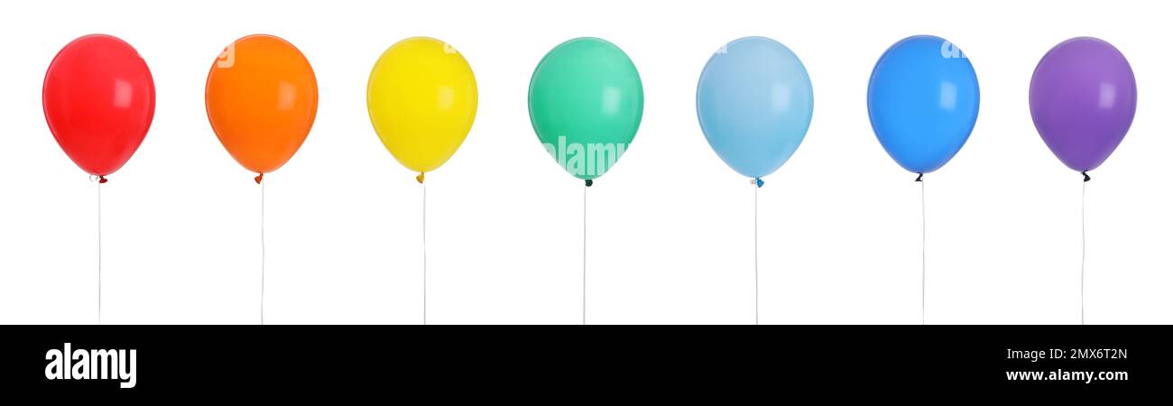 Set of different color balloons on white background. Banner design ...