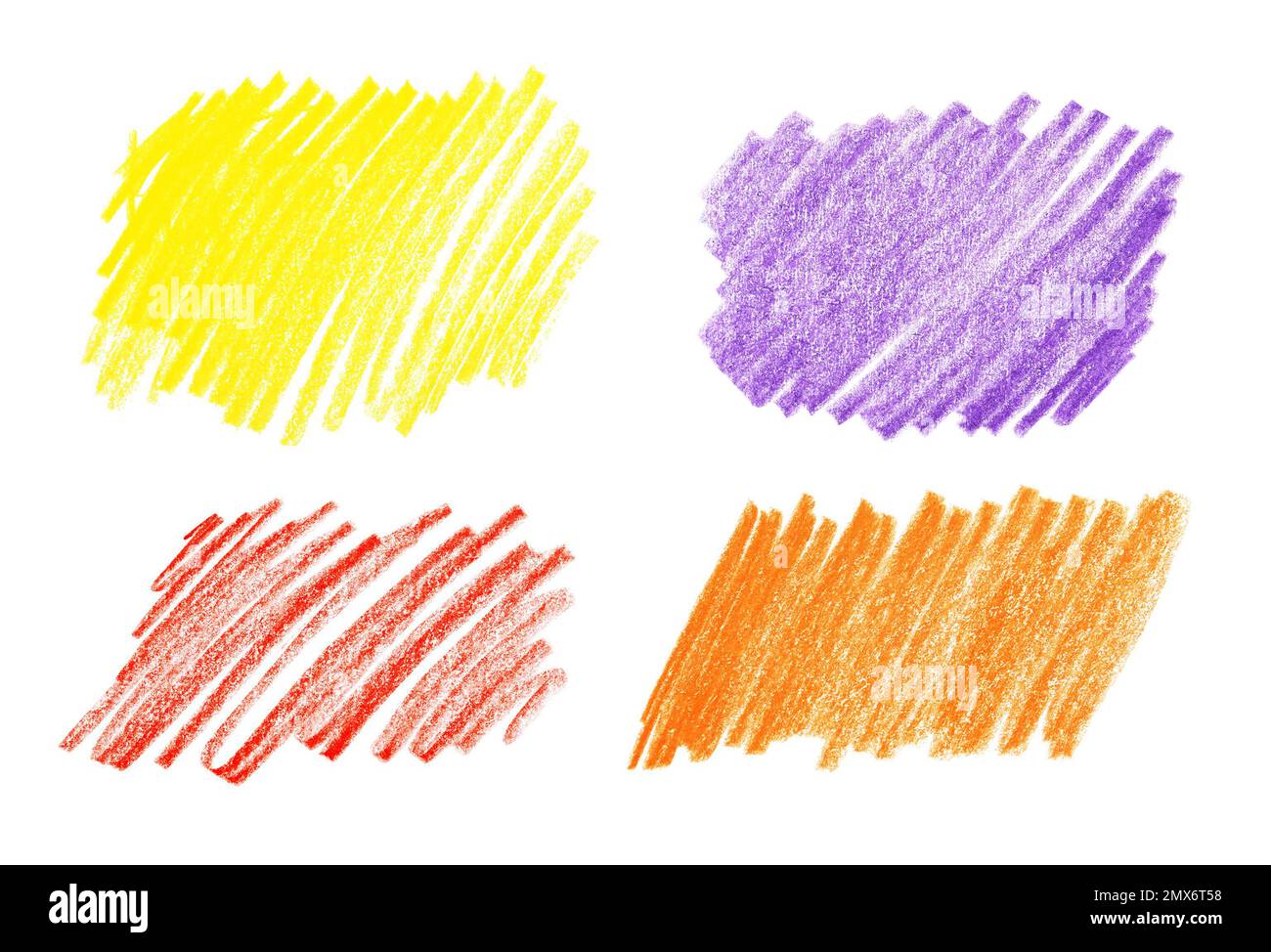 Collage of color drawn pencil scribbles on white background Stock Photo ...