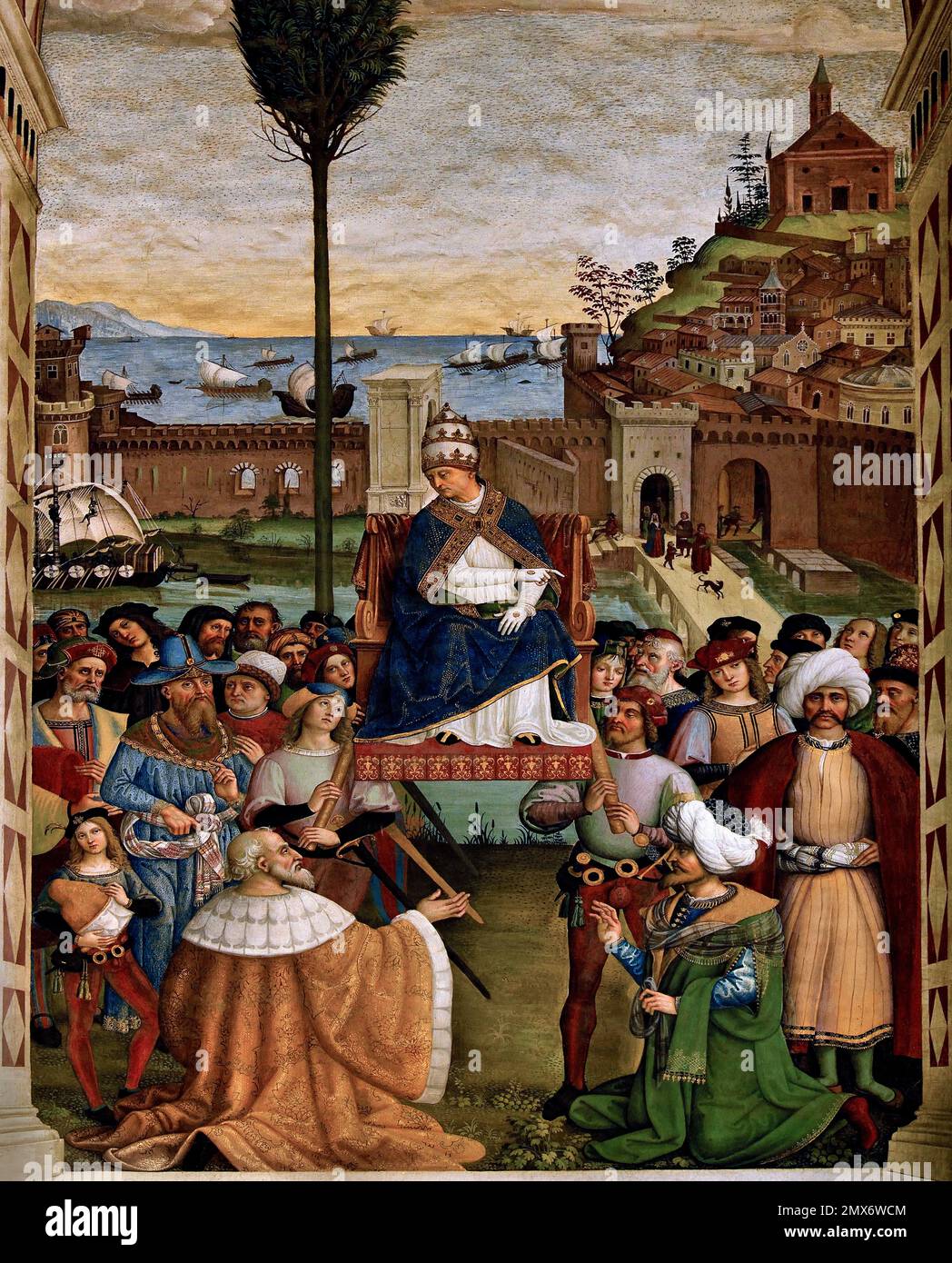 Pope Pius II, Arrives in Ancona, 1502-08, Fresco, Piccolomini, Library ...