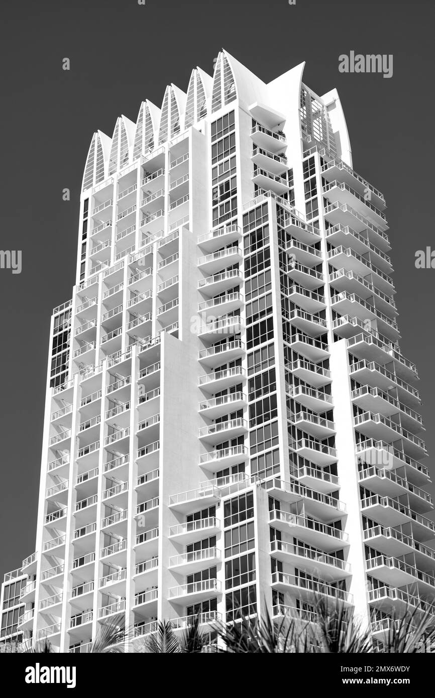 Modern towerblock high-rise building architecture on blue sky in South ...