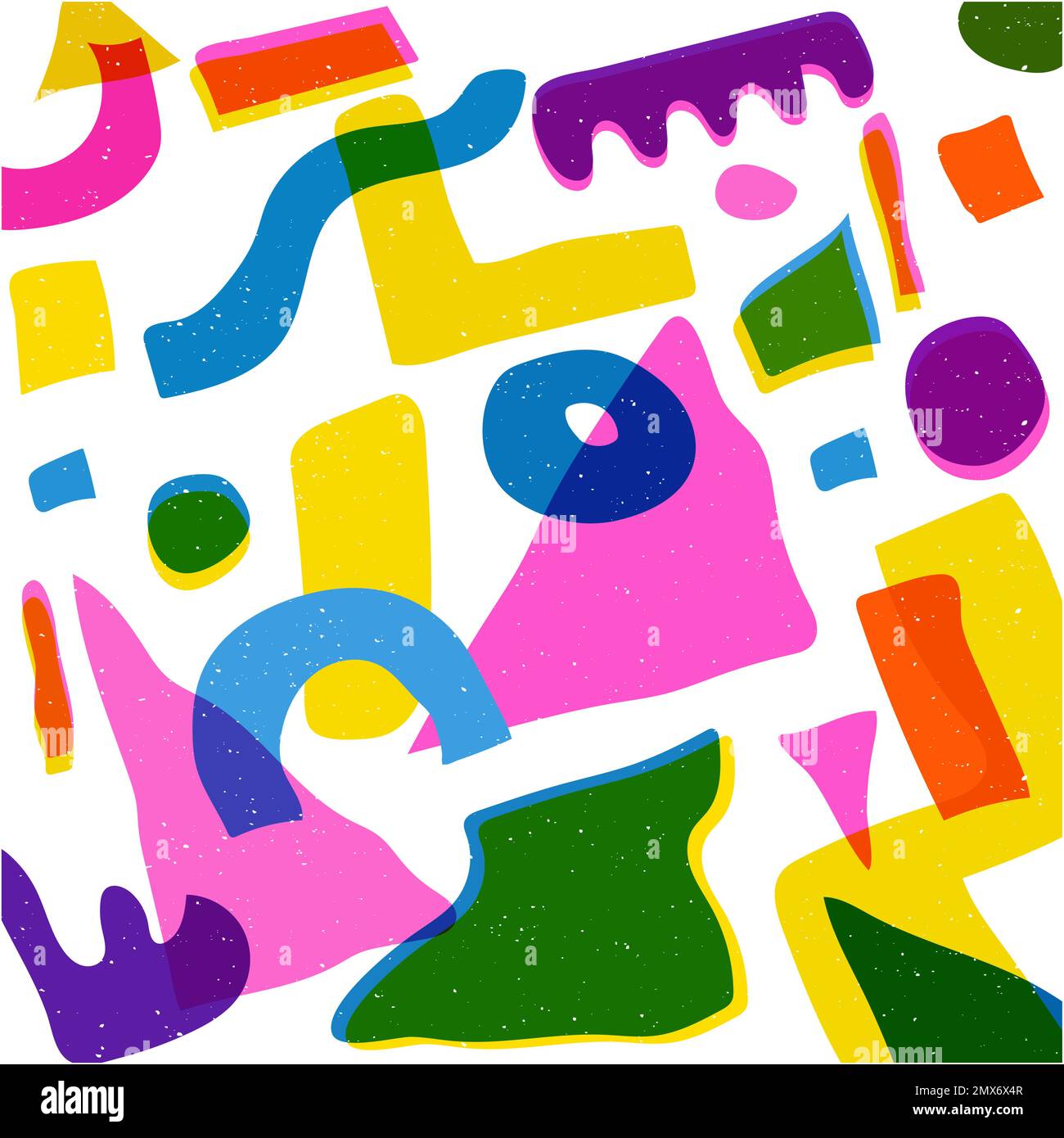 Colorful geometric shape background in trendy riso graph print texture ...