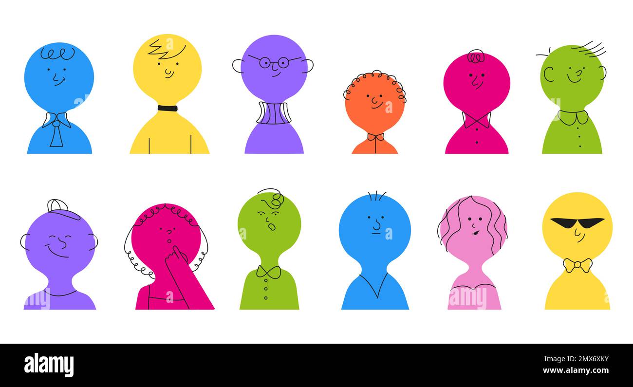 Colorful cute children face set vector. Funny toldder heads smiling ...