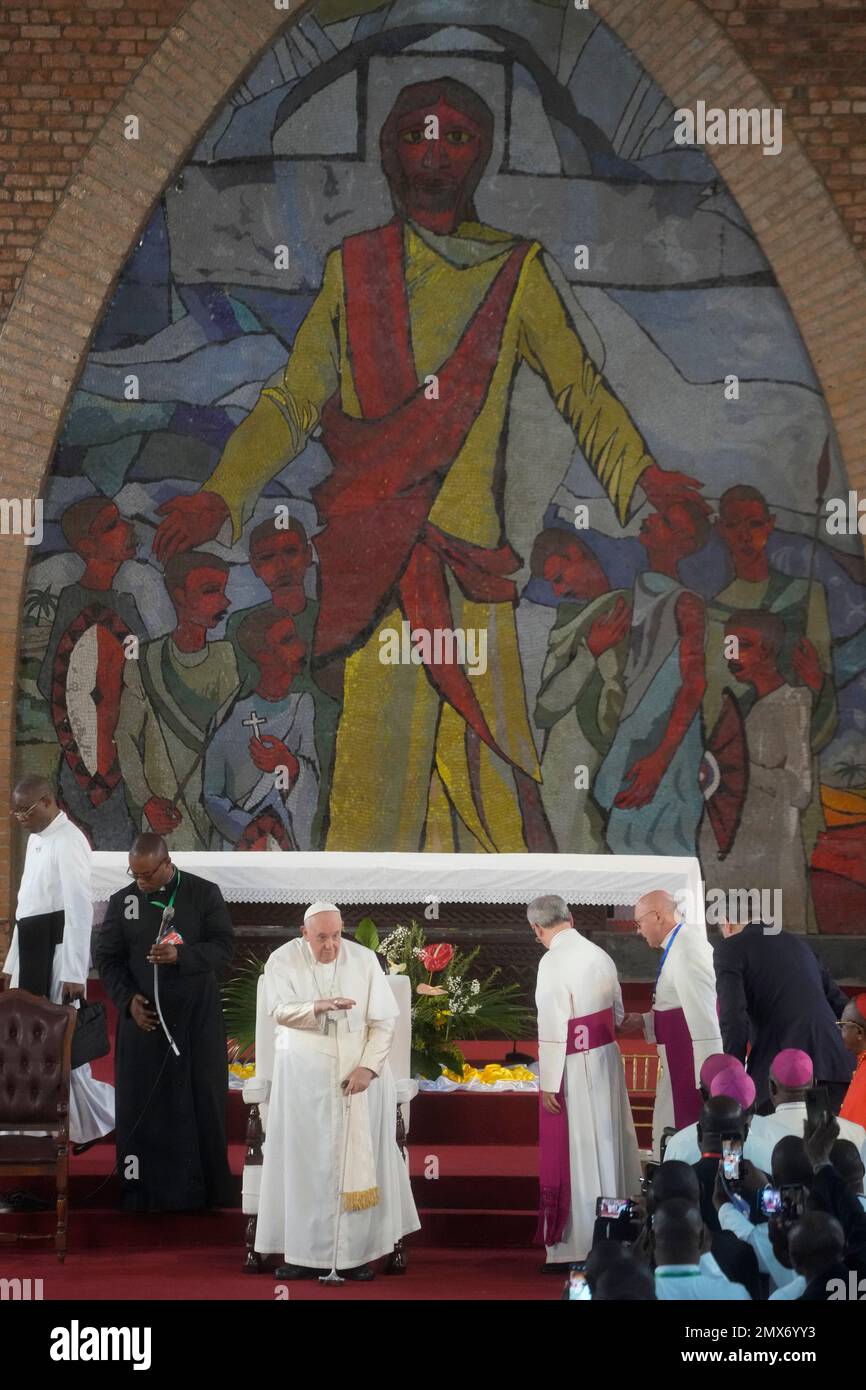 Pope Francis arrives for a meeting with priests, deacons, consecrated ...