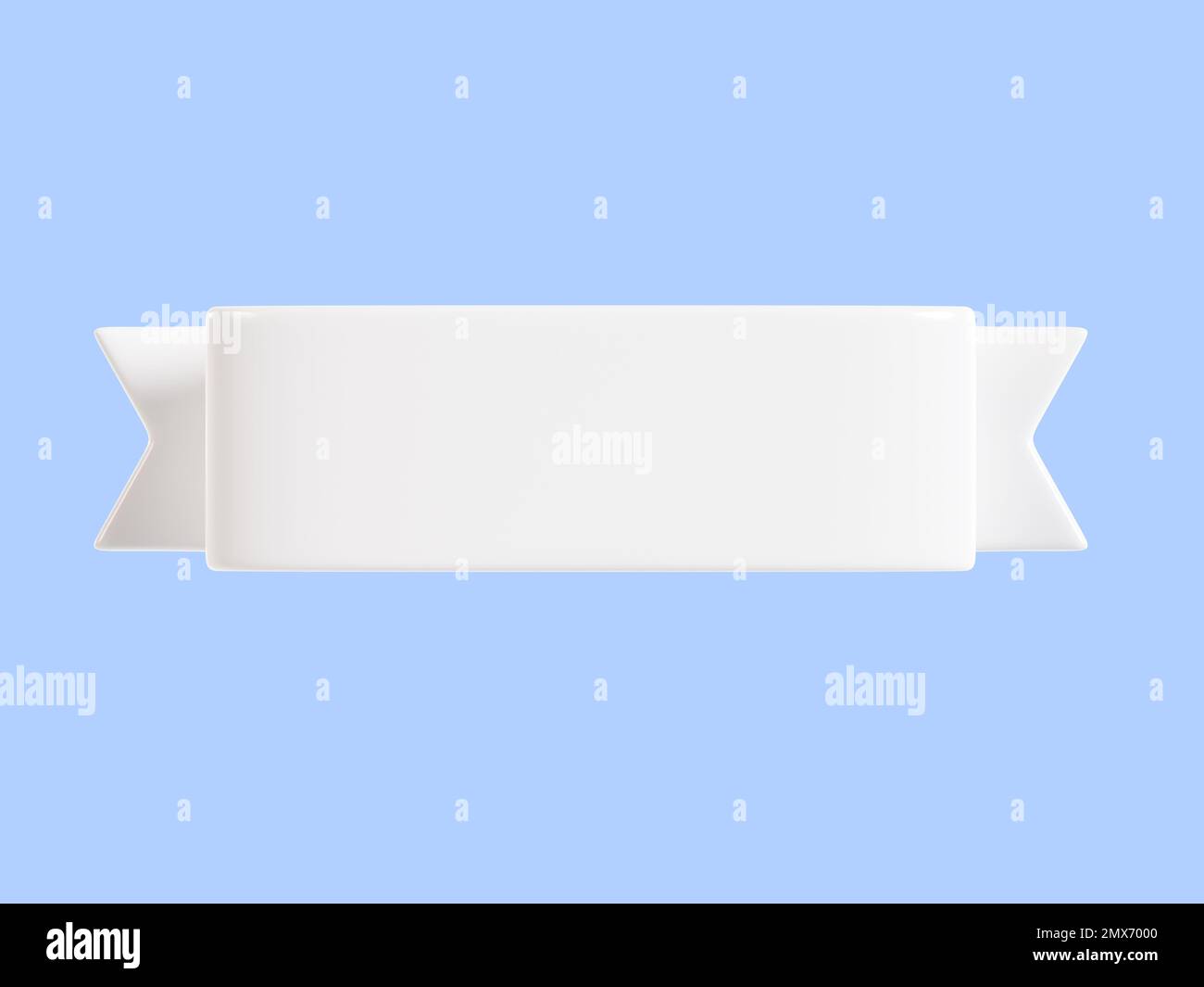 White ribbon banner 3d render - illustration of glossy text box for ...