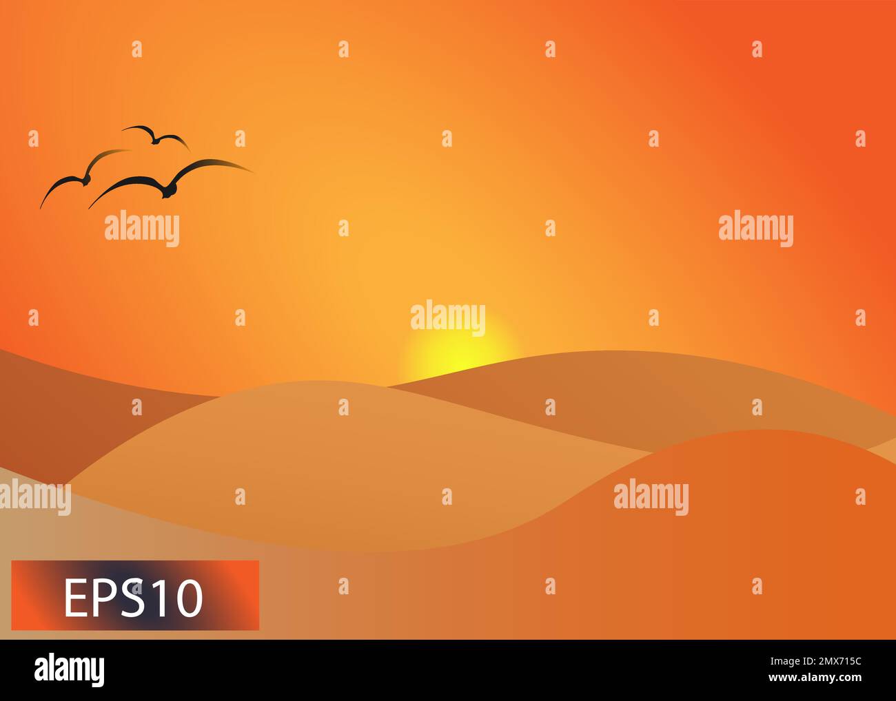 Abstract desert and sun landscape in minimalist trendy style. Vector ...