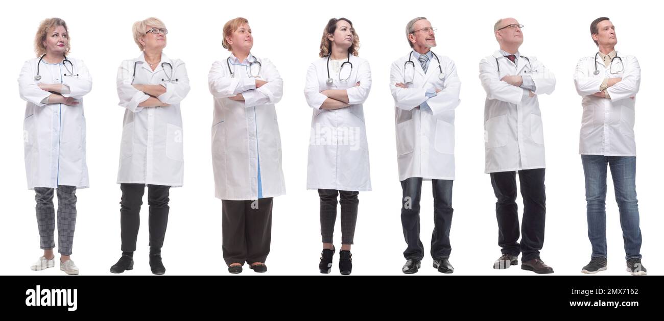 group of doctors standing in full length isolated on white Stock Photo ...