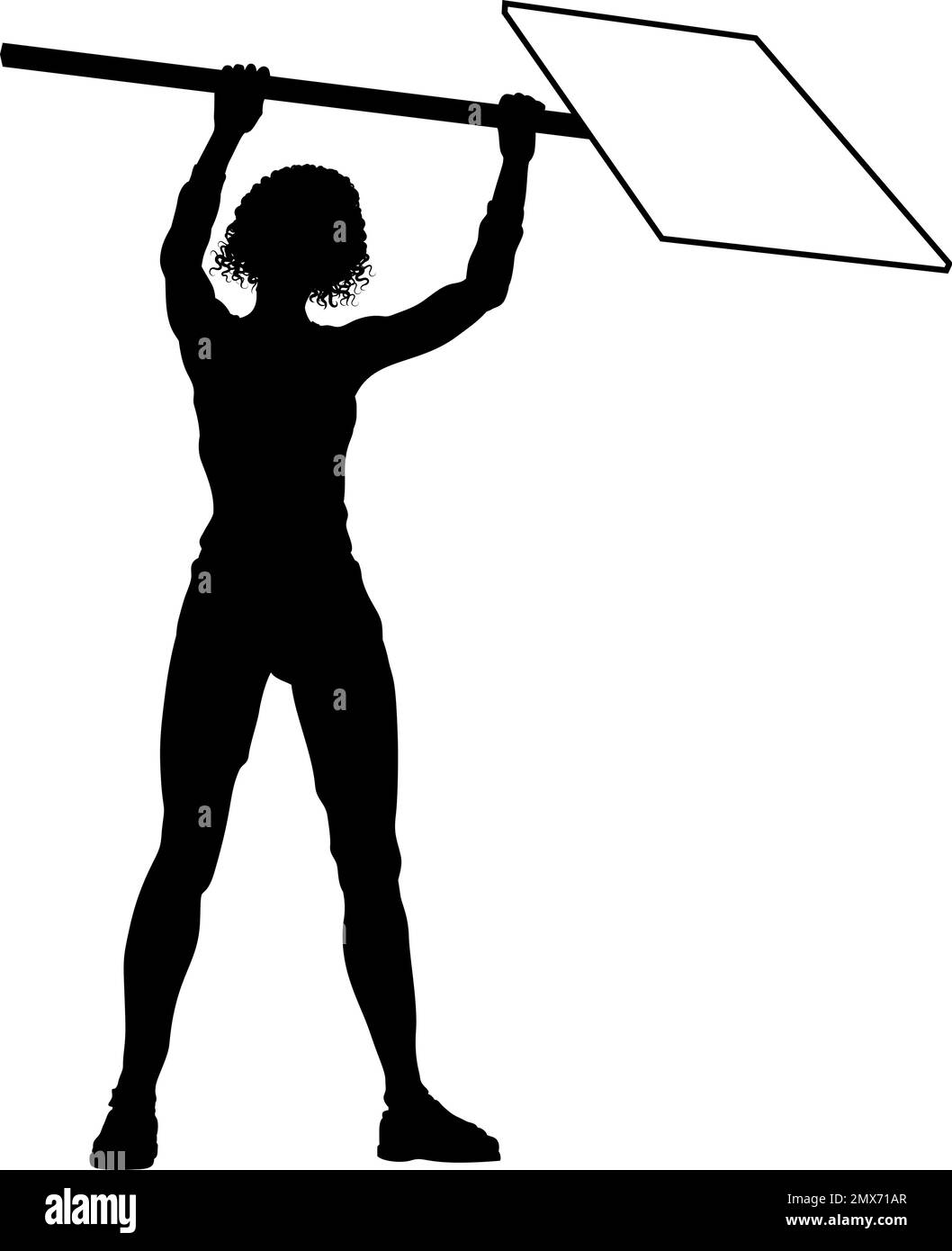 Protest Rally March Picket Sign Silhouette Person Stock Vector Image ...