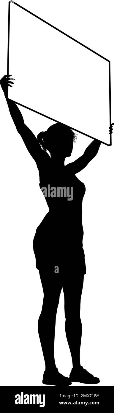 Protest Rally March Picket Sign Silhouette Person Stock Vector Image ...